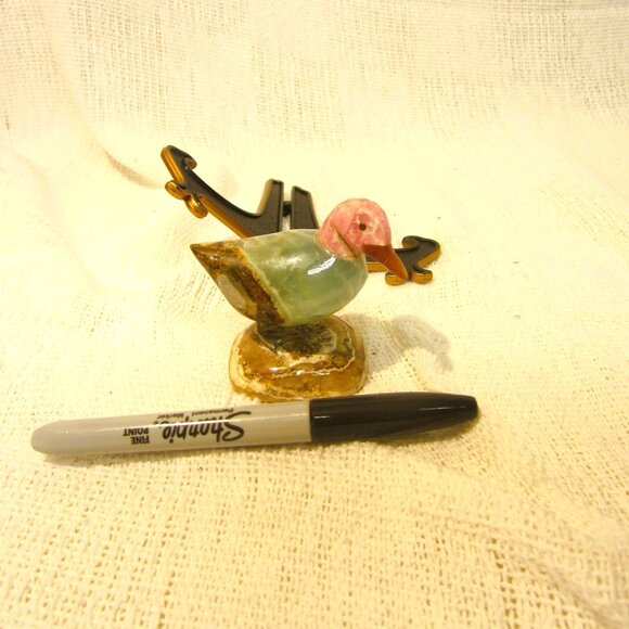 STONE DUCK FIGURE | Accents | Vtg Stone Duck With Silvertone Metal Legs ...